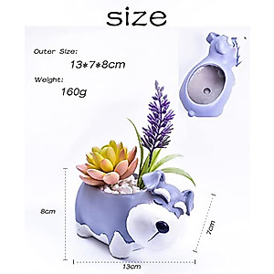 Cute Schnauzer Puppy Sleeping Pet Flowerpot with Drainer Garden Flowerpot Resin Succulent Potted Bonsai Plant Stand Home Desk Mini Ornaments Balcony Gardening Flowerpot Does Not Contain Plants