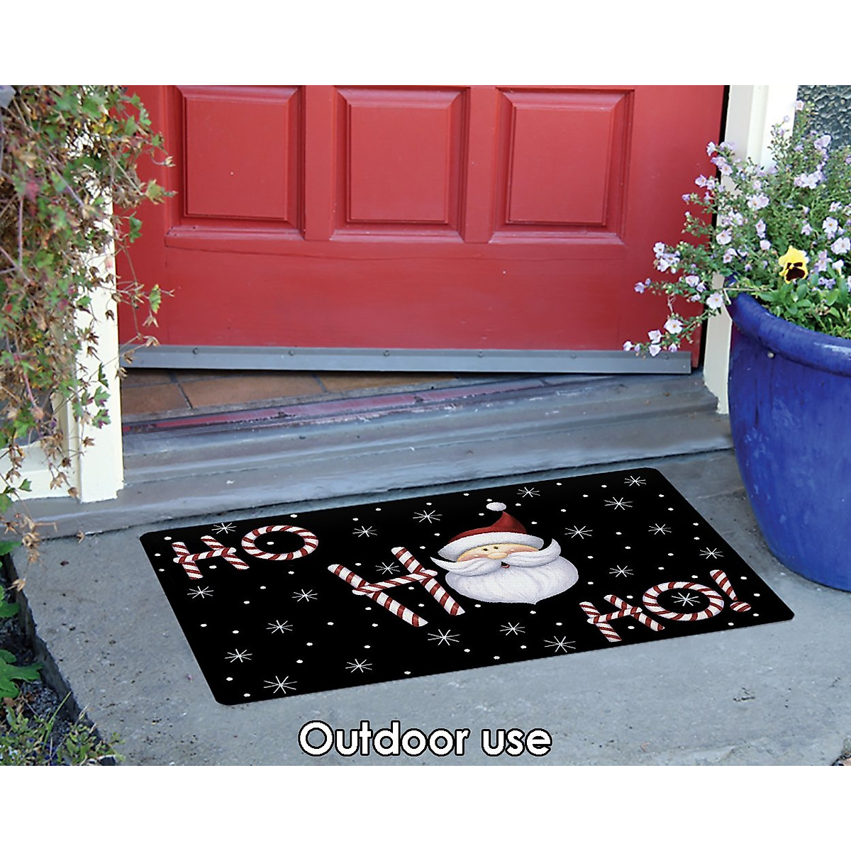 Toland Home Garden 800113 Ho Ho Ho Santa Christmas Door Mat 18x30 Inch Winter Outdoor Doormat for Entryway Indoor Entrance