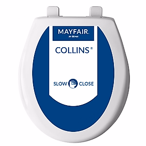 MAYFAIR 8100SL 000 Collins Slow Close Plastic Toilet Seat that will Never Loosen, with Super Grip Bumpers, ROUND, Long Lasting Solid Plastic, White