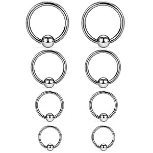 SCERRING 8PCS 14G G23 Titanium Captive Bead Ring Nose Rings Hoop Helix Daith Cartilage Tragus Earrings Nipple Eyebrow Body Piercing 10mm 12mm 14mm 16mm