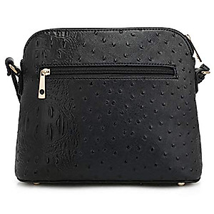 SG SUGU Crocodile Pattern Lightweight Medium Dome Crossbody Bag Shoulder Bag with Tassel | Black