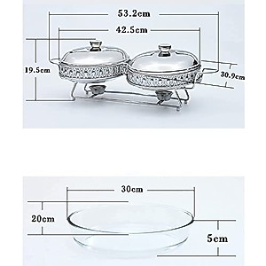 Food Warmer for Parties Buffets, Food Warming Tray Stainless Steel Chafing Dish Buffet Set, Chafer Set with Lid, Food Warmer for Parties Kitchen Banquet Dining,Gold (Color : Silver)