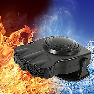 Portable 12V Car Auto Heating Cooling Fan, Car Vehicle Heater Fan Defroster Demister Winter with Rotary Holder (A - 3 Wide) (B)