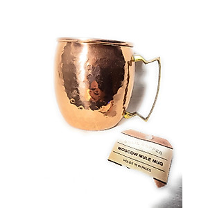 Hammered Copper Moscow Mule Mug Handmade of 100% Pure Copper, Brass Handle Hammered Moscow Mule Mug/Cup 16 Ounce,set Of-2, by CGP