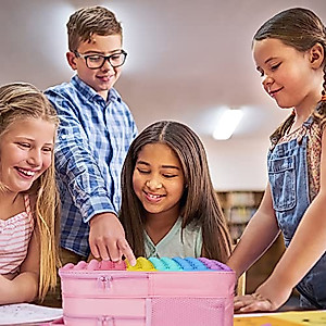 Fidvioi Girls Backpack for School, Cute Pink Backpack with Pop, Rainbow Elementary Book Bag Back to School Supplies Gifts for Girls Kids