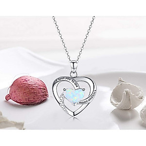 Cuoka Womens Heart Necklace Opal Jewelry I Love You To The Moon And Back Necklace Love Necklace Mother Son Gift Sister Gift Graduation Gift