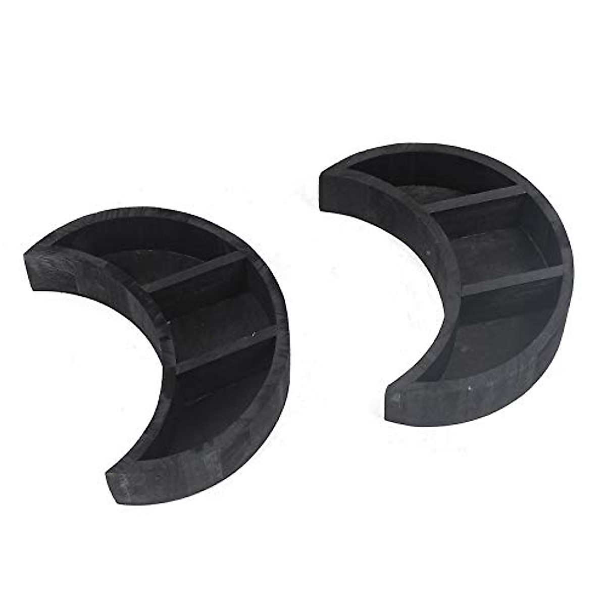 LOYALHEARTDY Black Moon Shelf, 5Pcs Moon Decor Wooden Display Shelf Moon Shaped Shelf for Crystals Suitable for Bedroom Living Room Bathroom