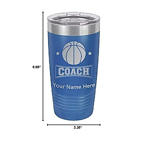 LaserGram 20oz Vacuum Insulated Tumbler Mug, Basketball Coach, Personalized Engraving Included (Dark Blue)