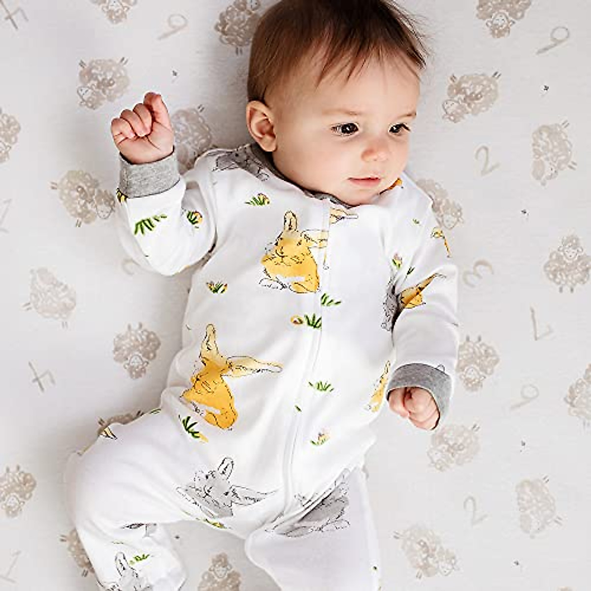 Burt's Bees Baby Sleep and Play PJs, 100% Organic Cotton One-Piece Zip Front Romper Jumpsuit Pajamas