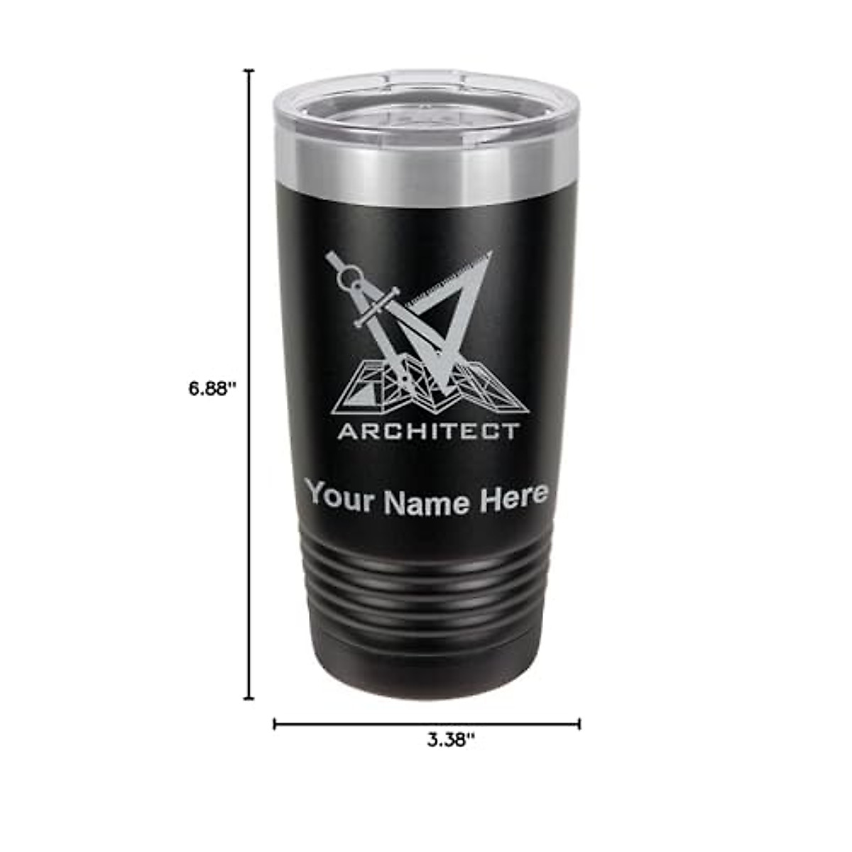 LaserGram 20oz Vacuum Insulated Tumbler Mug, Architect Symbol, Personalized Engraving Included (Black)