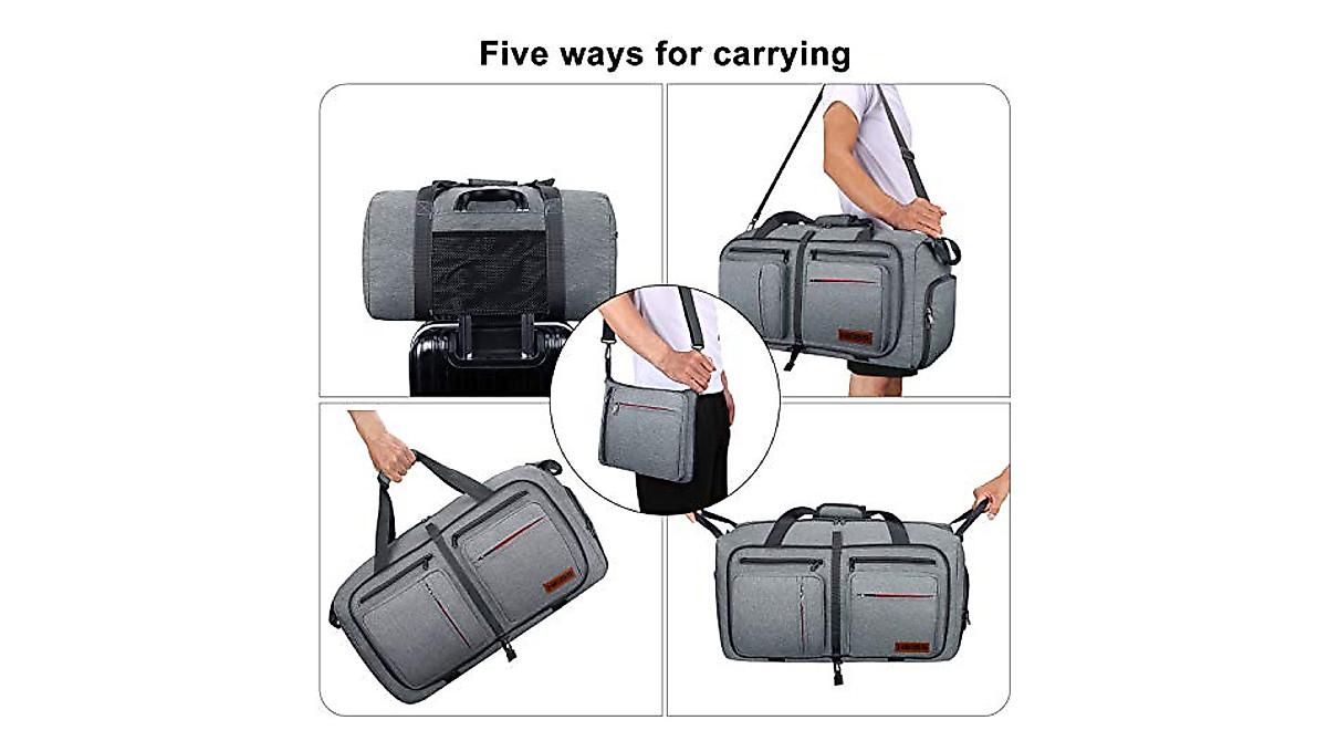 Durable 55L Travel Duffel Bag with Shoe Compartment