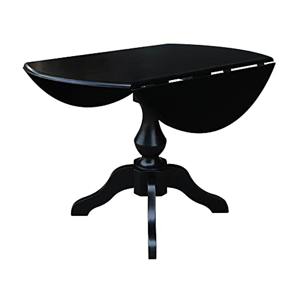 IC International Concepts 42" Round Dual Drop Leaf Pedestal, 30.3" H Dining Table, Black