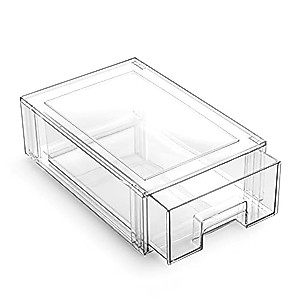 BINO | Stackable Storage Drawer | THE CRATE COLLECTION | Clear Storage Bins with Drawers for Pantry Shelf Organization and Storage | Fridge Organizer | Stackable Storage Bins for Organization | Small
