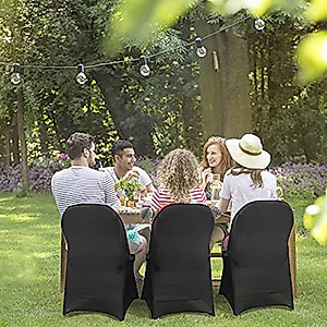 Babenest Spandex Folding Chair Covers - 25 PCS Upgraded Universal Stretch Washable Fitted Chair Slipcovers Protector for Wedding, Holidays, Banquet, Party, Celebration (Black)