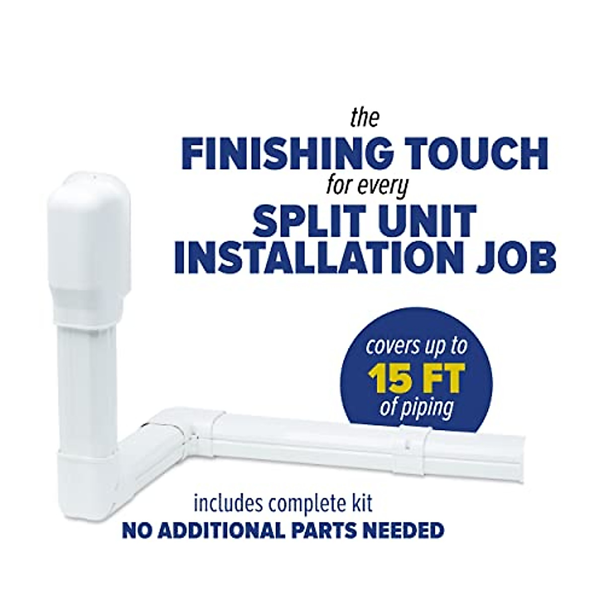 Sealproof Mini Split AC Line Set Cover Kit, 4" Decorative White Professional Grade PVC Kit Provides 15 FT Line Coverage for Ductless Mini Split Air Conditioners and Heat Pumps