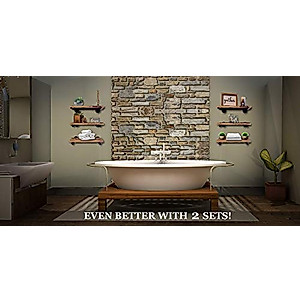 Ty Creations Floating Shelves with Industrial Pipe Brackets Home, Set of 3, Rustic Wall Mounted Wood Shelving Storage Home Decor for Bathroom, Kitchen, Bedroom, Living Room, Office