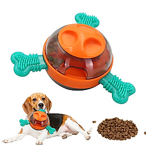 ZoeMeilil Puppy Teething Toys,Interactive Dog Toy for Treat Dispensing,Dog Birthday Gift,Puzzle Toy,Grinding Rubber Keeps Them Teeth Clean,6 Inch (Blue-Orange)