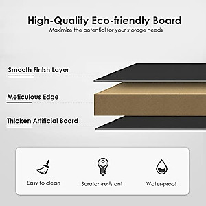 STARY 5 Shelf Bookcase Black Tall Bookshelf for Bedroom 5 Tier Modern Wood Bookshelf 33" Wide 60" Tall