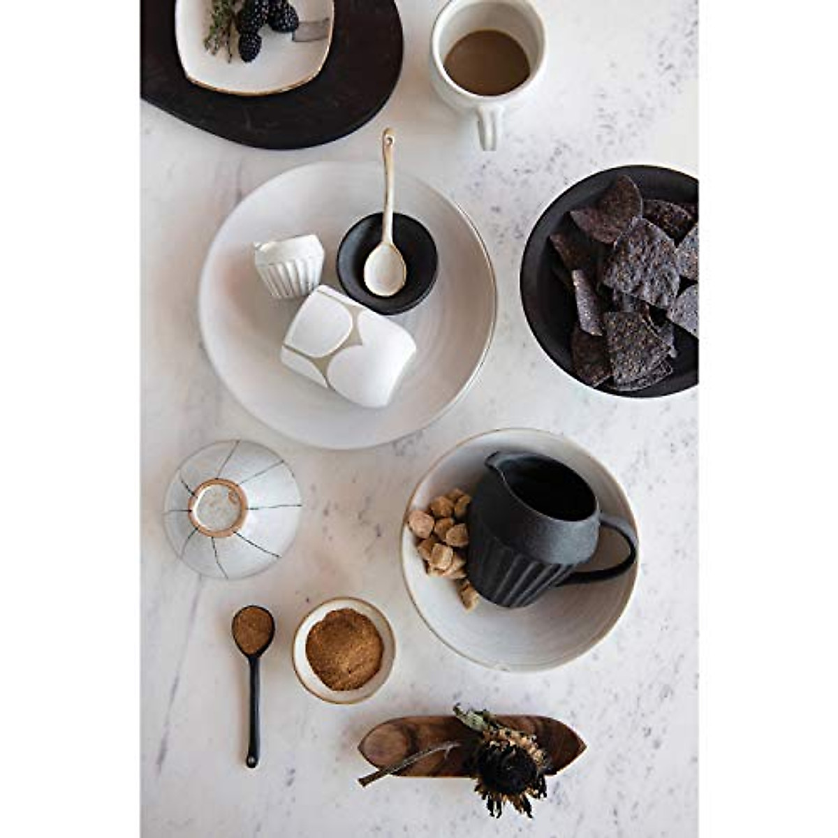 Creative Co-Op 14 oz. Stoneware, Reactive Glaze, Matte Black Finish Pitcher, 4.5"