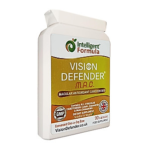 Lutein, Zeaxanthin & Meso-Zeaxanthin Eye Supplement: VISION DEFENDER MAC Vegan/Vegetarian Antioxidant Carotenoids for Eyes (90 Capsules/One-A-Day) Made in UK