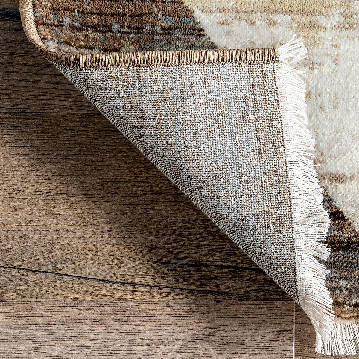 nuLOOM Fringed Performance Indoor Area Rug, Power Loomed, Easy Clean, Durable, Non-Shed, 5' x 8', Meline Beige