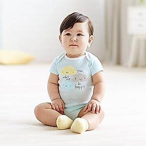 Gerber Unisex Baby 5-Pack Short Sleeve Variety Onesies Bodysuits Clouds 6-9 Months