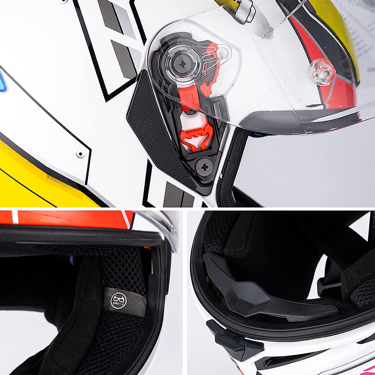 Myamis K5 Motorcycle Helmets Adult Full Face Men Womens Helmet DOT Certified (Blue Challenger, M)