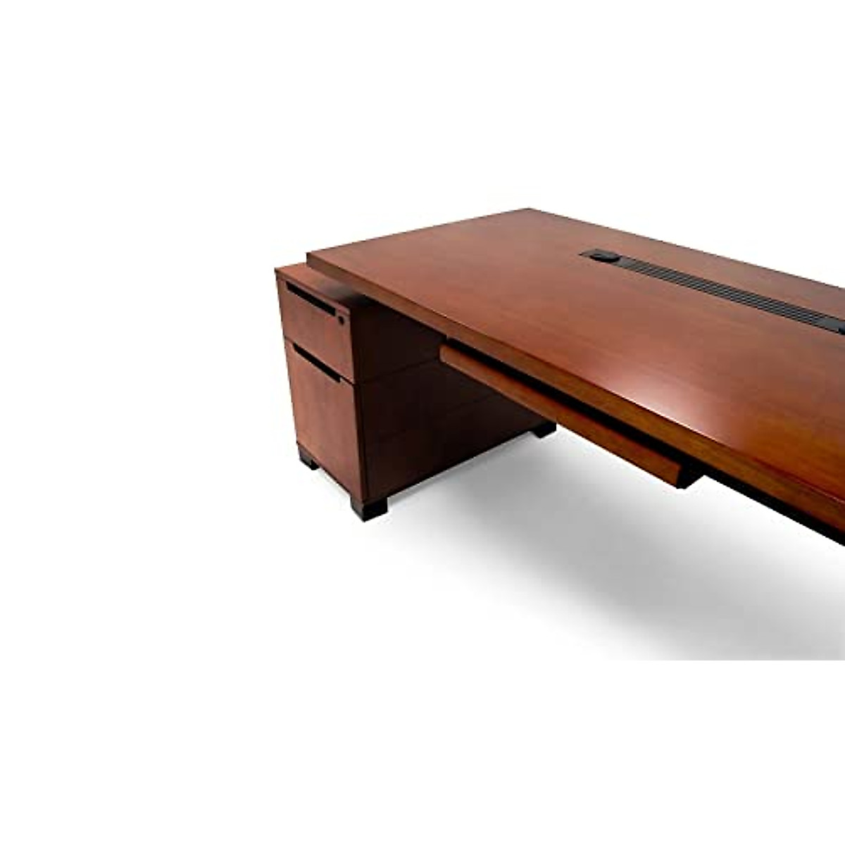 Zuri Furniture 79" Modern Ford Executive Desk with Filing Cabinets - Light Wood