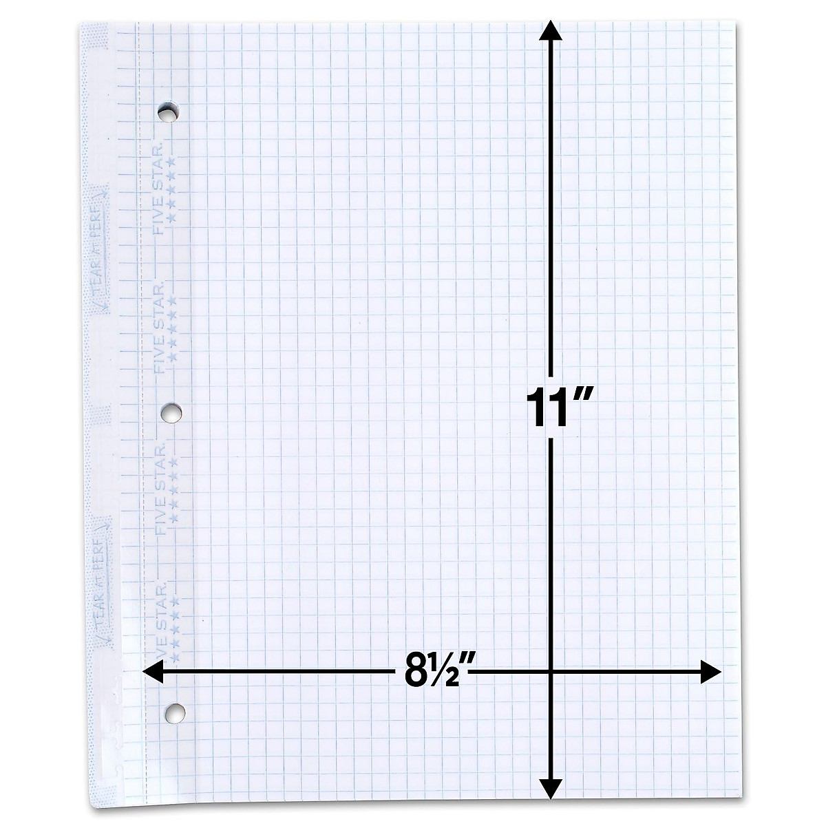 Five Star Insertable Loose Leaf Paper, 1 Pack, 3 Hole Punched, Reinforced Filler Paper, Graph Ruled Paper to Add and Rearrange Pages in Spiral Notebook, 11-1/2" x 8", 75 Sheets/Pack (17018)