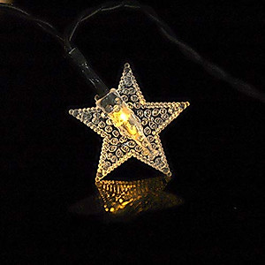 PACJOY Solar Star Twinkle String Lights, 23FT 50LED 8 Modes Solar Powered Fairy Decorative Light Waterproof Lights for Gardens, Lawn Patio, Indoor Decoration, Xmas, Wedding, Holiday (Warm White)
