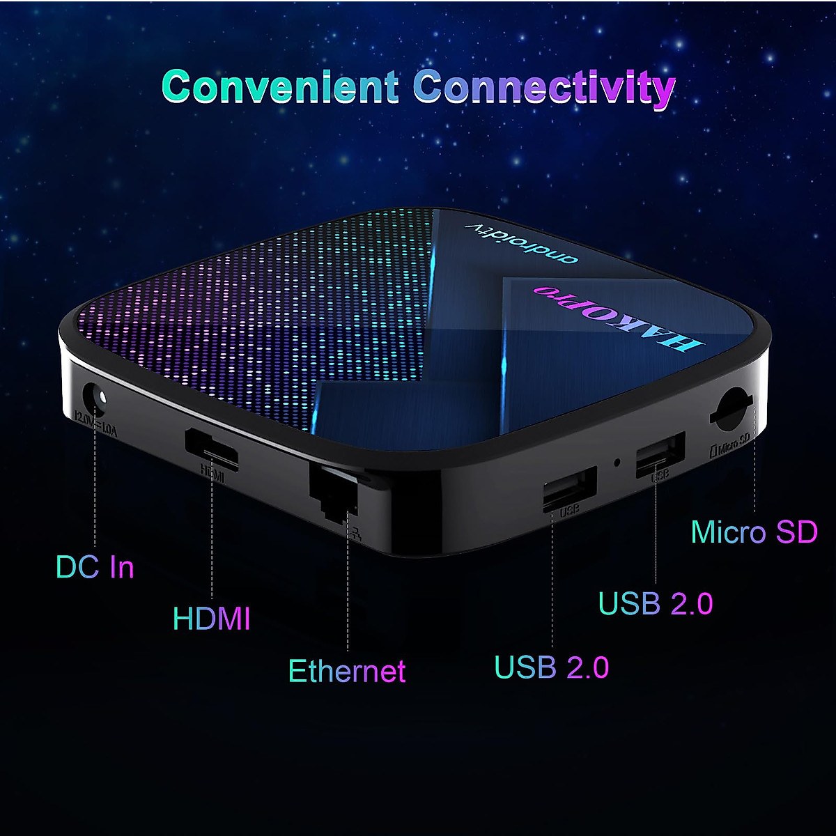 HAKO Pro Android 11 TV Box 4GB RAM 32B ROM Amlogic S905Y4-B 2.4G/5G Dual WiFi BT 5.0, AV1, H.265, VP9, HDR 10+, Supports Netflix, Prime Video 4K HDR Box