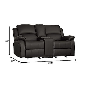Lexicon Saffron Wall-Hugger Manual Double Glider Reclining Loveseat, Brown