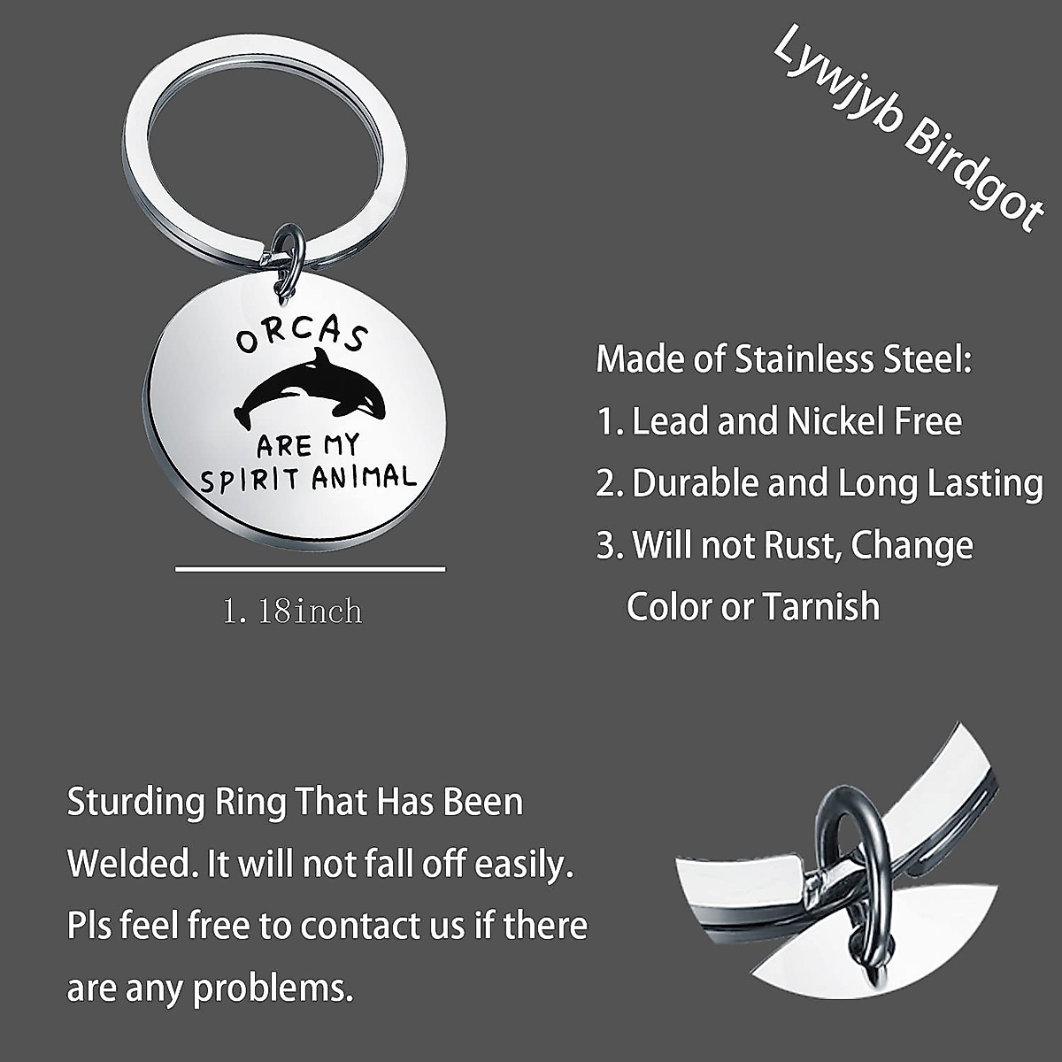 Lywjyb Birdgot Orcas Are My Spirit Animal Keychain Killer Whale Gift Funny Animal Lover Gift (Orcas Are My Spirit Animal ky)