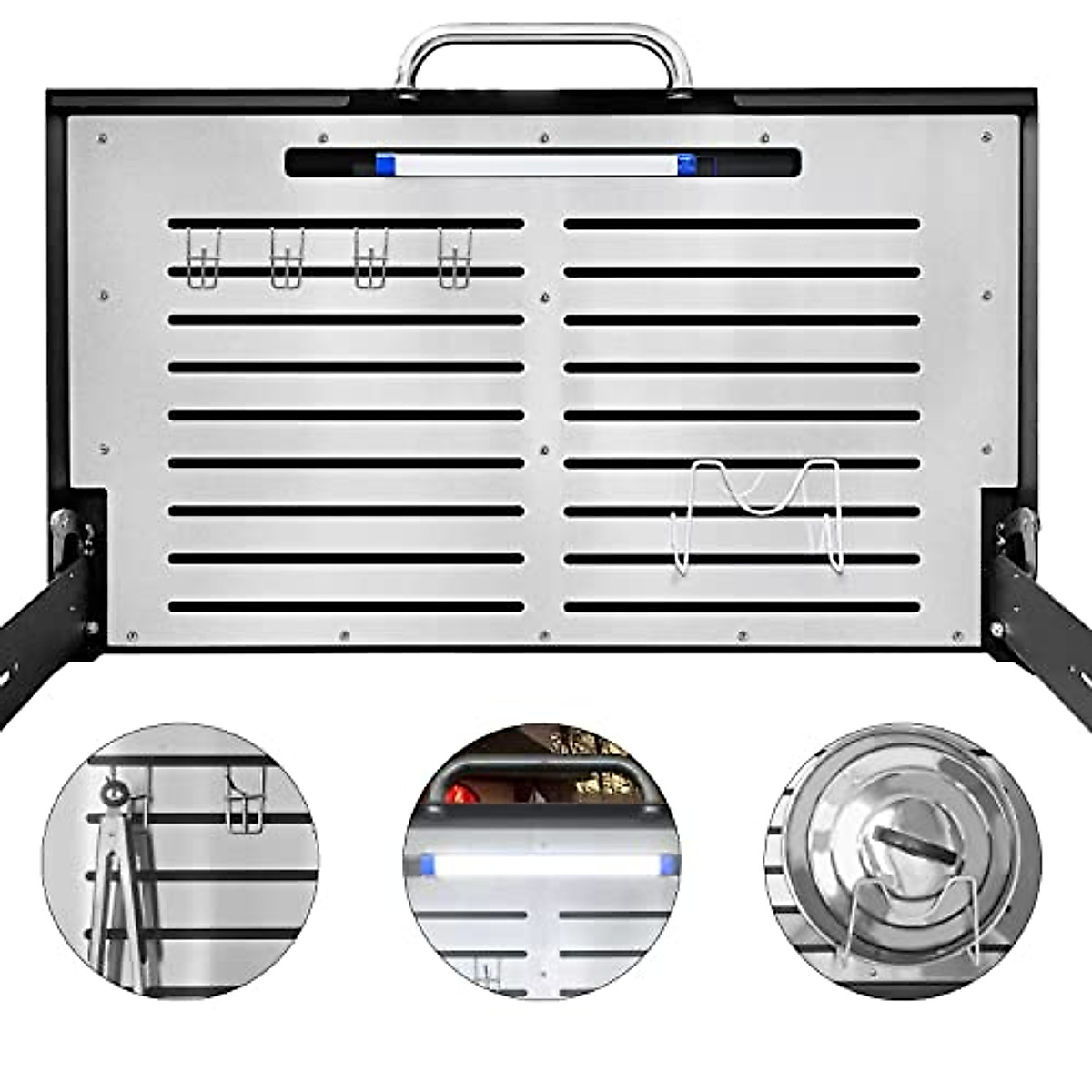 Hinged Lid for 36 inch Blackstone Griddle, Multi-Function Griddle Lid with LED Light, Pot Lid Rack, 4 Hooks, Blackstone Grill Accessories