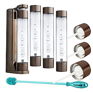 qarbo sparkling water maker with 4 bottles, 3 aircharge caps and cleaning brush (Dark Bronze)