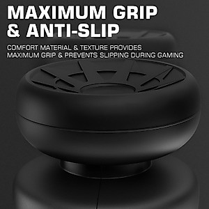 PlayRealm NO FALLING OFF Thumbstick Extender & Silicone Grip Cover 2 Sets for PS5 & PS4 Controller (Turbo Black)