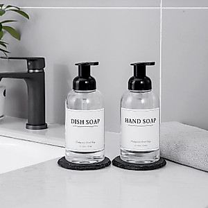 rejomiik Foaming Soap Dispenser Thick Glass Foam for Bathroom or Kitchen Sink, 12.7 oz Clear Pump Bottles for Hand soap, Body Wash, Black 2 Pack