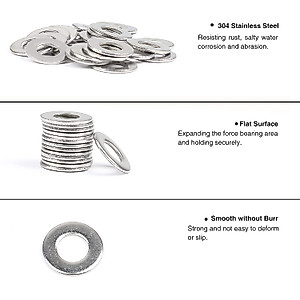 FASTENER TREE M4 Flat Washer 304 Stainless Steel SAE Washer for Screws Bolts 100PCS