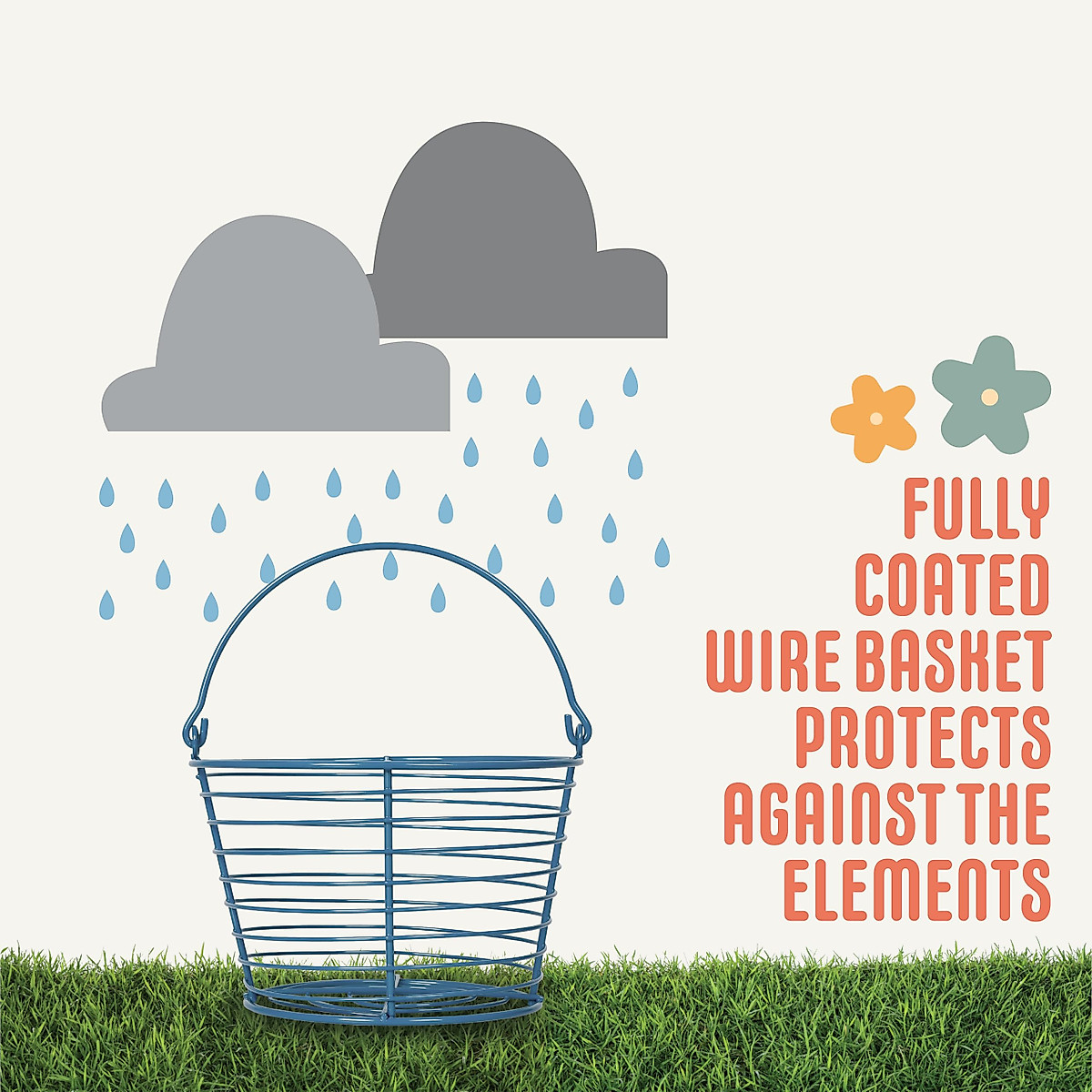 CONCORD 8" Egg Basket For Storage Collecting and Transporting Chicken and Duck Eggs. Farm Grade Wire Baskets. 2 Pack (Blue)