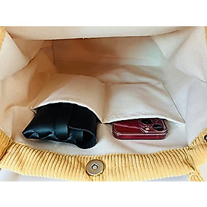 YiKitHom Corduroy Tote Bag Canvas Lining