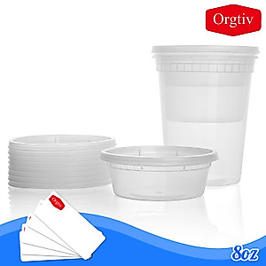 Orgtiv [48 Sets] 32oz Plastic Deli Containers with Lids,Disposable Quart Containers with Lids,Freezer Storage Containers for Food Soup Yogurt Ice Cream Juice,BPA Free Airtight Clear Takeout Boxes
