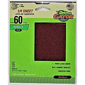 Sanding Sheets, Aluminum Oxide, 60-Grit, 4.5 x 4.5-In., 5-Pk.
