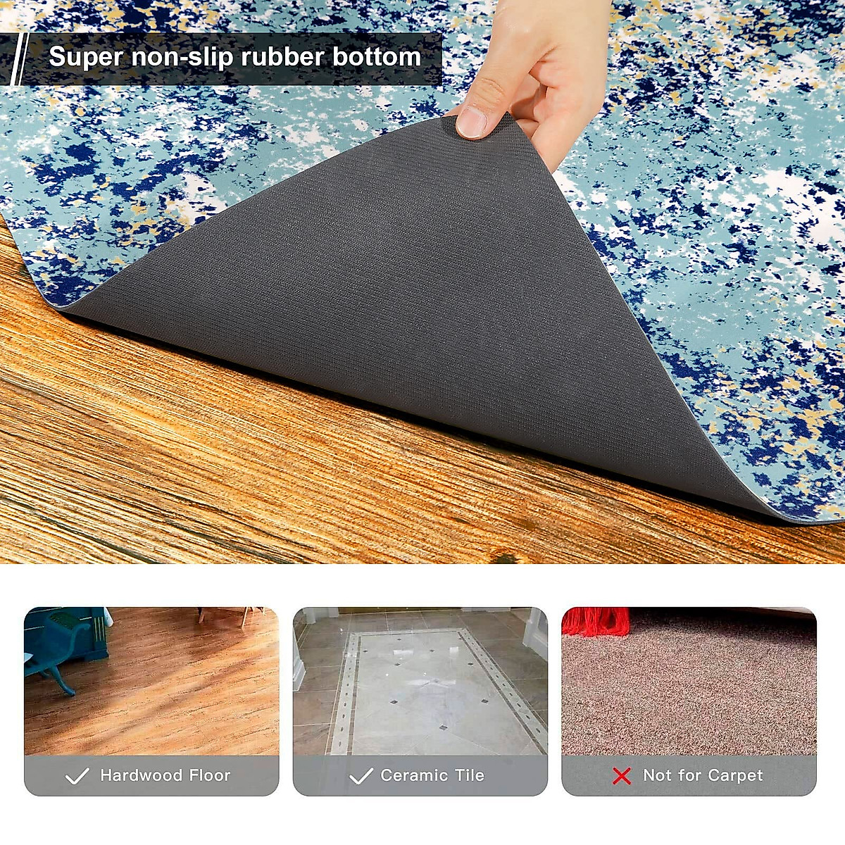 U'Artlines Abstract Desk Chair Mat for Hardwood Floor Anti-Slip Desk Floor Mat Non-Curve Office Floor Mat Non-Toxic Chair Floor Protector for Rolling Chair (Bilbao, 36" X 48")