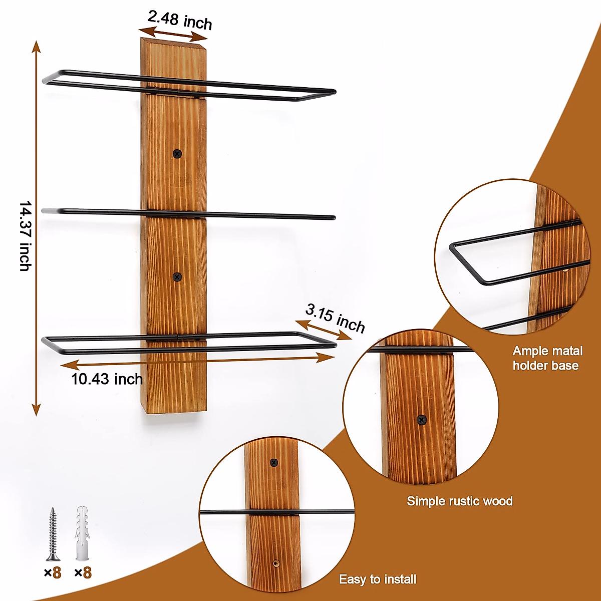 Feemiyo Wine Rack Wall Mounted,Wall Wine Rack for 12 Wine Bottles,Pine Wood Wine Racks for Wall,Wine Holder Display Wall-Mounted Wine Bottle Racks for Kitchen,Dining Room,Bar