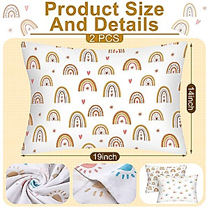 Mixweer 2 Pcs Toddler Pillowcase Sized 14" x 19" Fits 12" x 16" or 13" x 18" Pillow Boho Rainbow Kids Soft Pillowcase Toddler Pillow Cover for Travel Bed Girl Boy Infant Sleeping