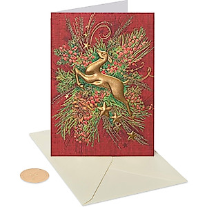 Papyrus Holiday Cards Boxed with Envelopes, Warm Wishes, Gold Reindeer (12-Count)