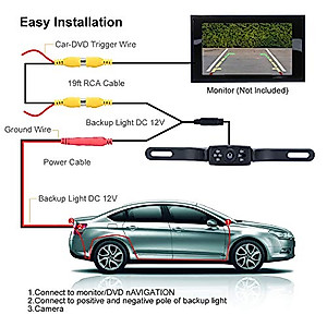 Backup Camera for Car Rear View, Lychee HD Night Vision Reversing Camera 7 LED Waterproof 120° Wide View