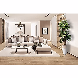 Hand-Made 6.5' Ficus Artificial Tree with Ethically Sourced Real Wood Trunks | Green | Cypress & Alabaster