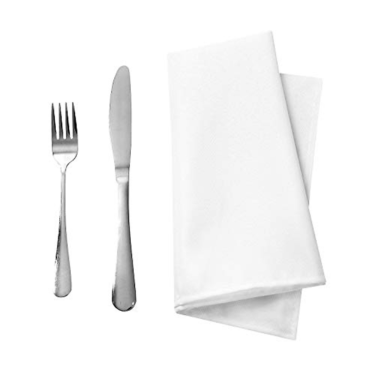 Ascoza 25pcs Polyester Cloth Napkins - 20 x 20 inch White Dinner Washable Napkins with Hemmed Edges for Restaurant/Wedding/Hotel(25,White)