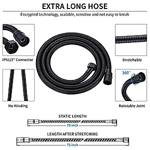 G-Promise Double Height Positioning Shower Head, High Pressure Shower Heads with Handheld Spray, Adjustable Metal Holder, Extra Long Stainless Steel Flexible Hose